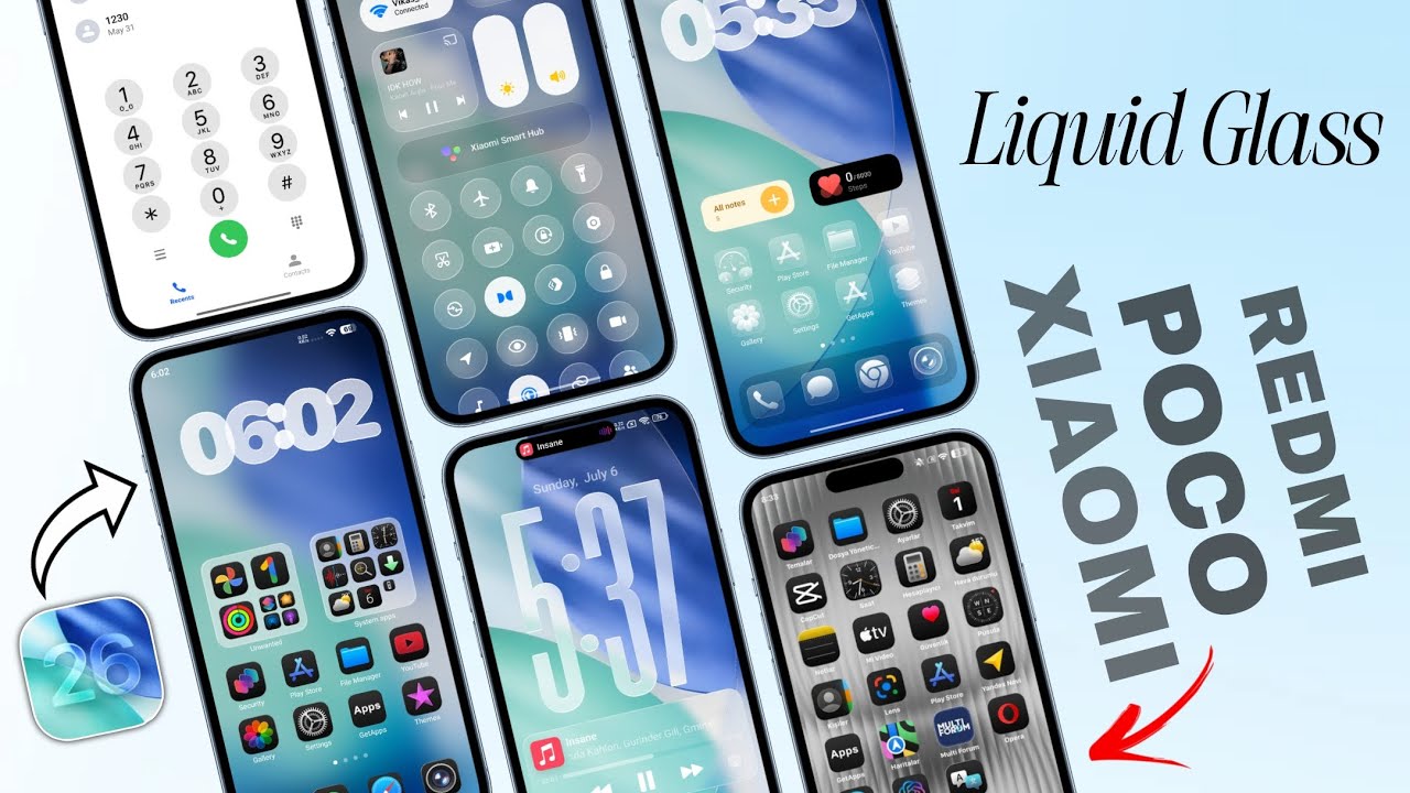 iOS 26 Theme For Xiaomi phone With iOS 26 DARK ICONS Also Liquid Glass ...