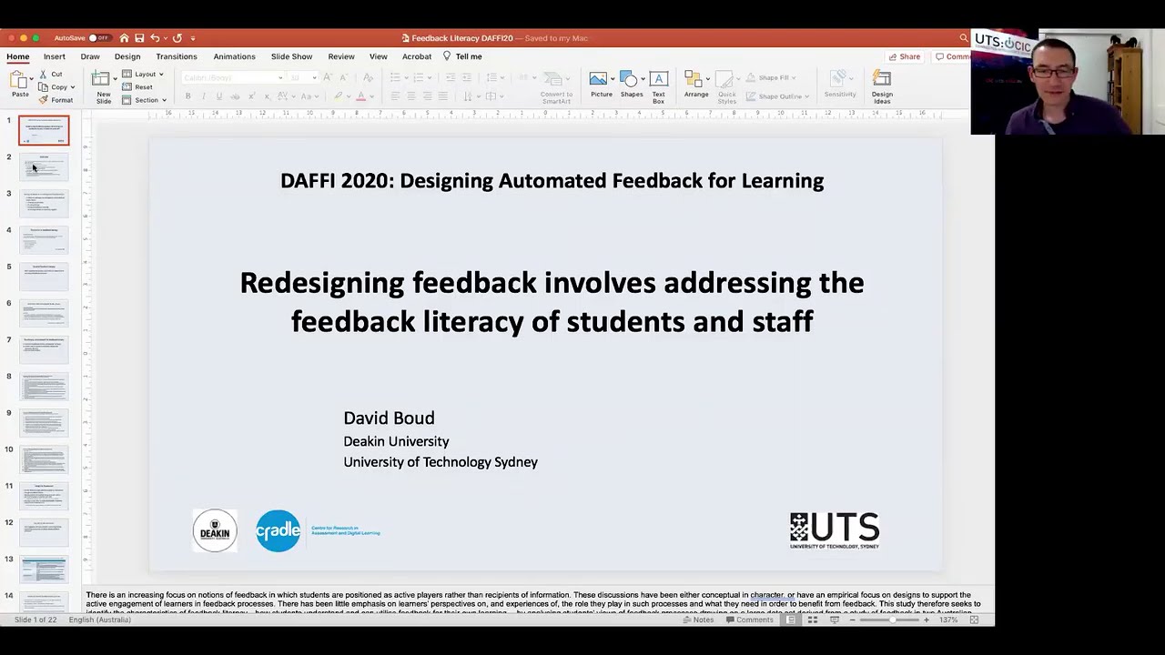 Redesigning feedback involves addressing the feedback literacy of ...
