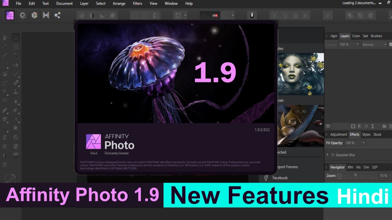 Affinity Photo 1.9 New features and tools 2021 | Affinity 1.9 Update tutorials Hindi - YouTube