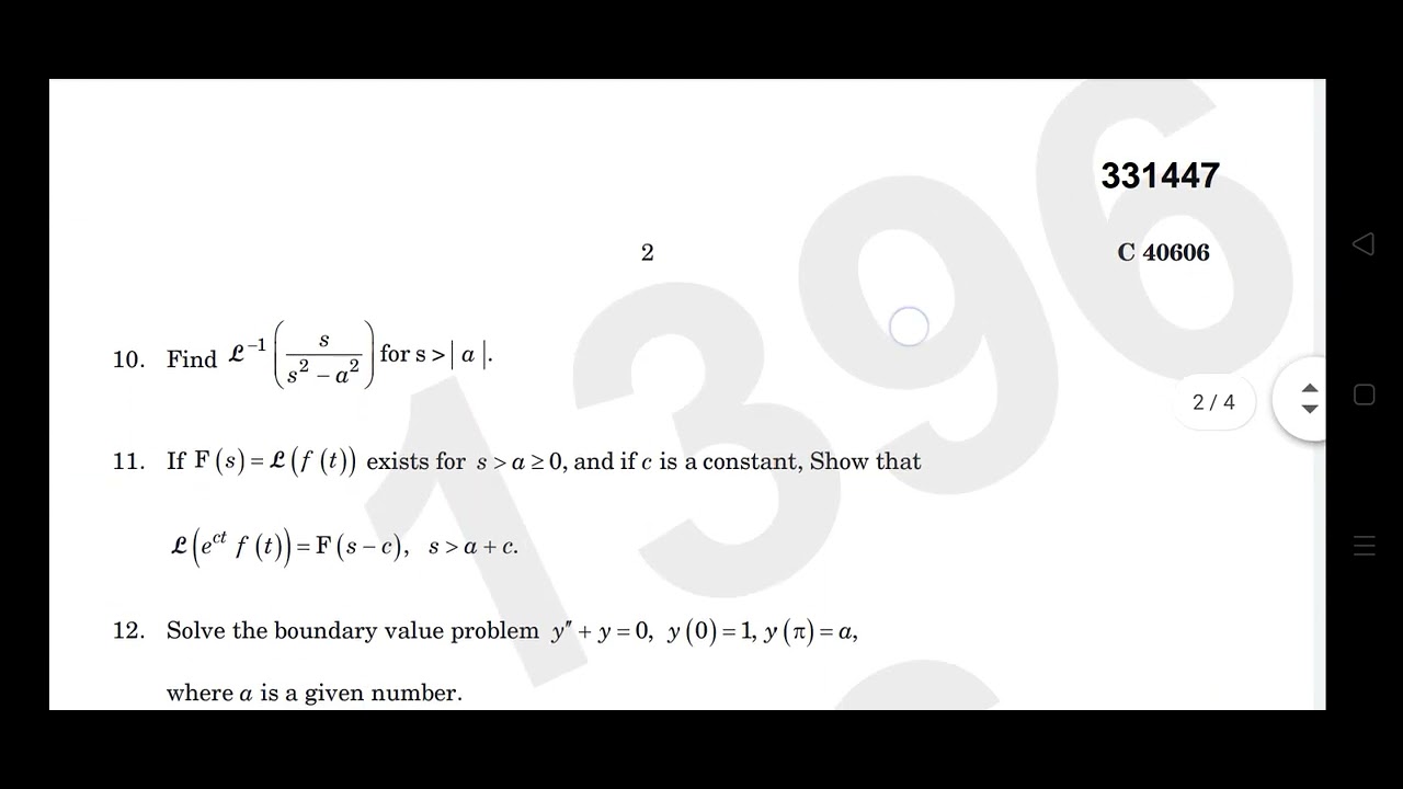 6th sem maths differential equations 2023 year question paper calicut ...