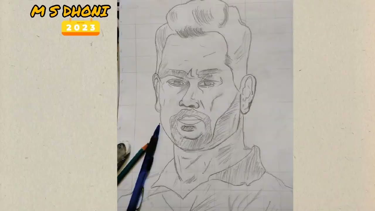 M S DHONI 🏏🎀|| outline tutorial🥳 || Easy to draw for beginners #msd # ...