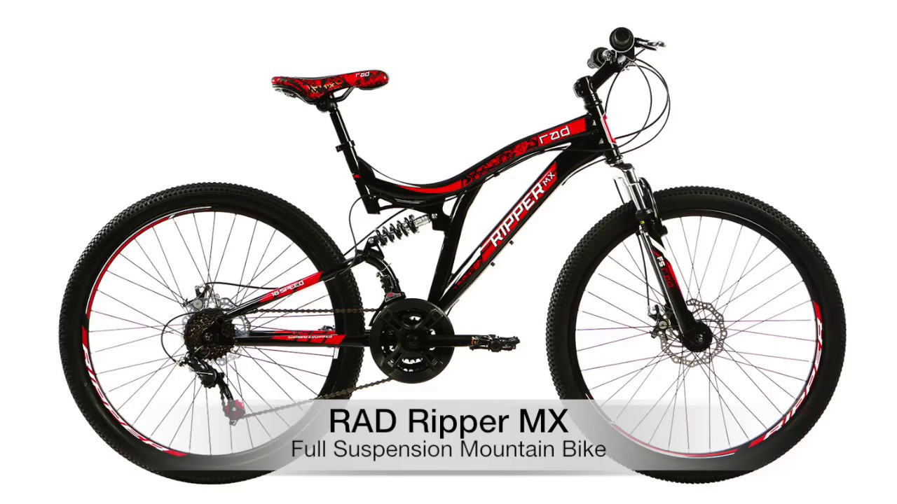 RAD Ripper MX Red Full Suspension Mountain Bike - YouTube