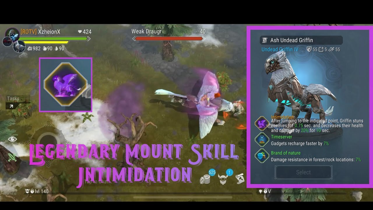 Frostborn Legendary Mount Skill ~ Intimidation (Ash Undead Griffin ...