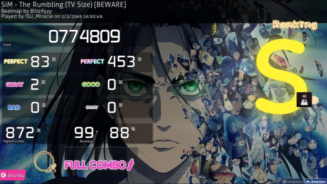 OSU! (Mania4k) The Rumbling (TV Size) SiM BY I SU - YouTube