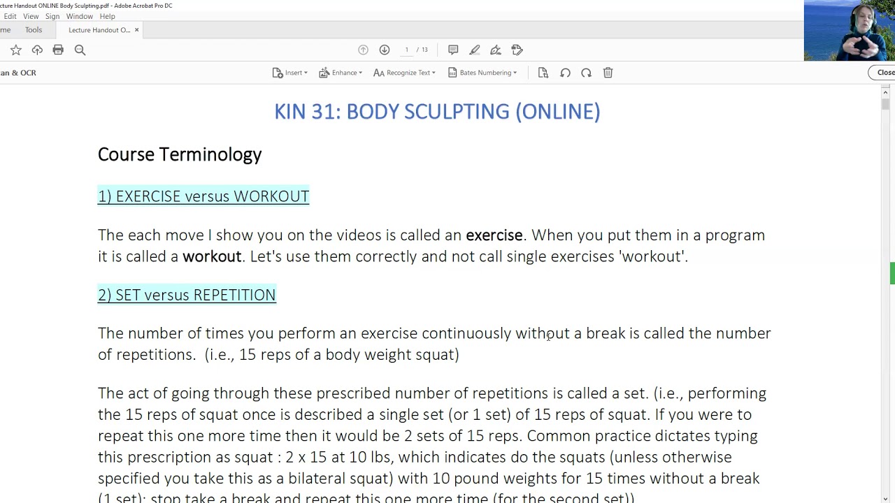 KIN 31 Course terminology lecture - YouTube