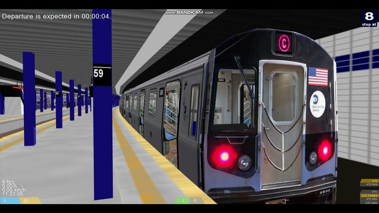 OpenBVE R179A V7 C train arriving & departing at 59th Street Columbus Circle - YouTube