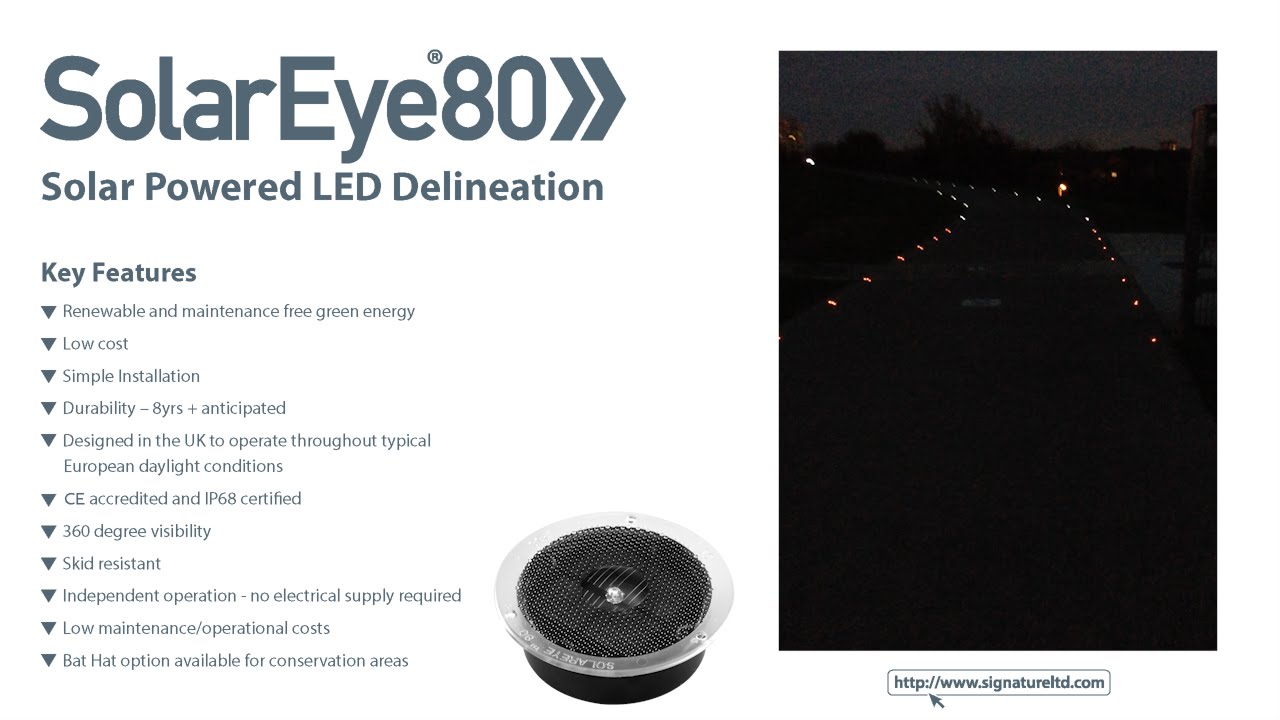 SolarEye80 - Solar Powered LED Delineation - YouTube