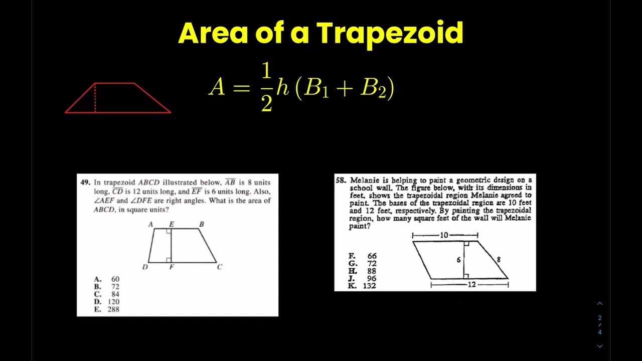YOU NEED TO KNOW THIS FORMULA! Area of trapezoids GEOMETRY:ACT MATH SAT ...
