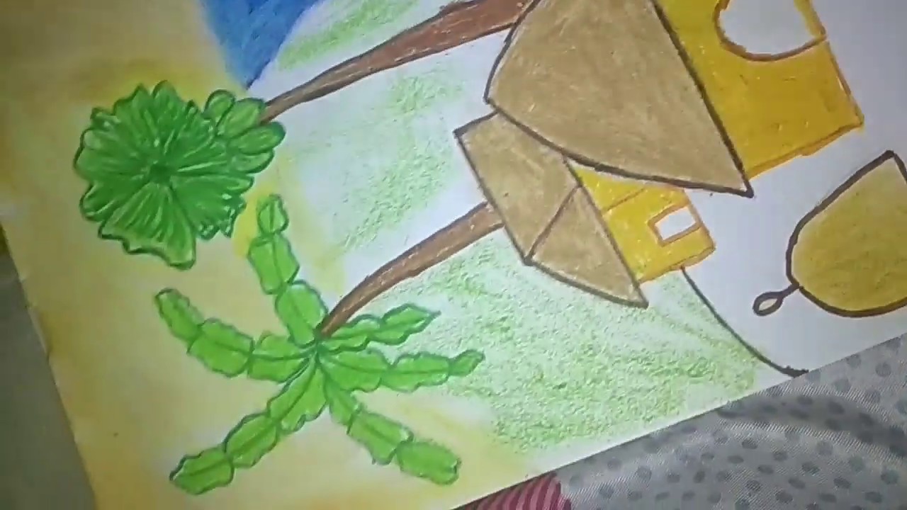 Village scenery 🏞️ Easy simple drawing in lockdown💓 - YouTube
