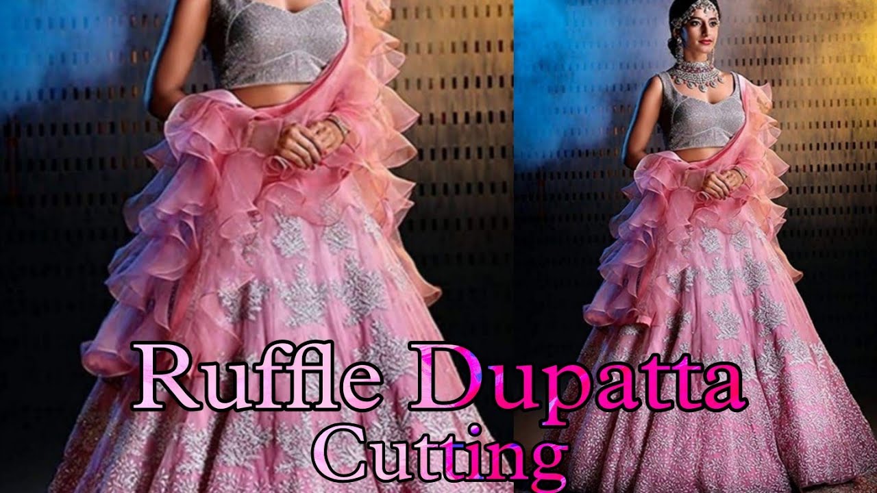 Orgenza ruffle dupatta/ruffle dupatta lehenga/how to make Ruffle ...