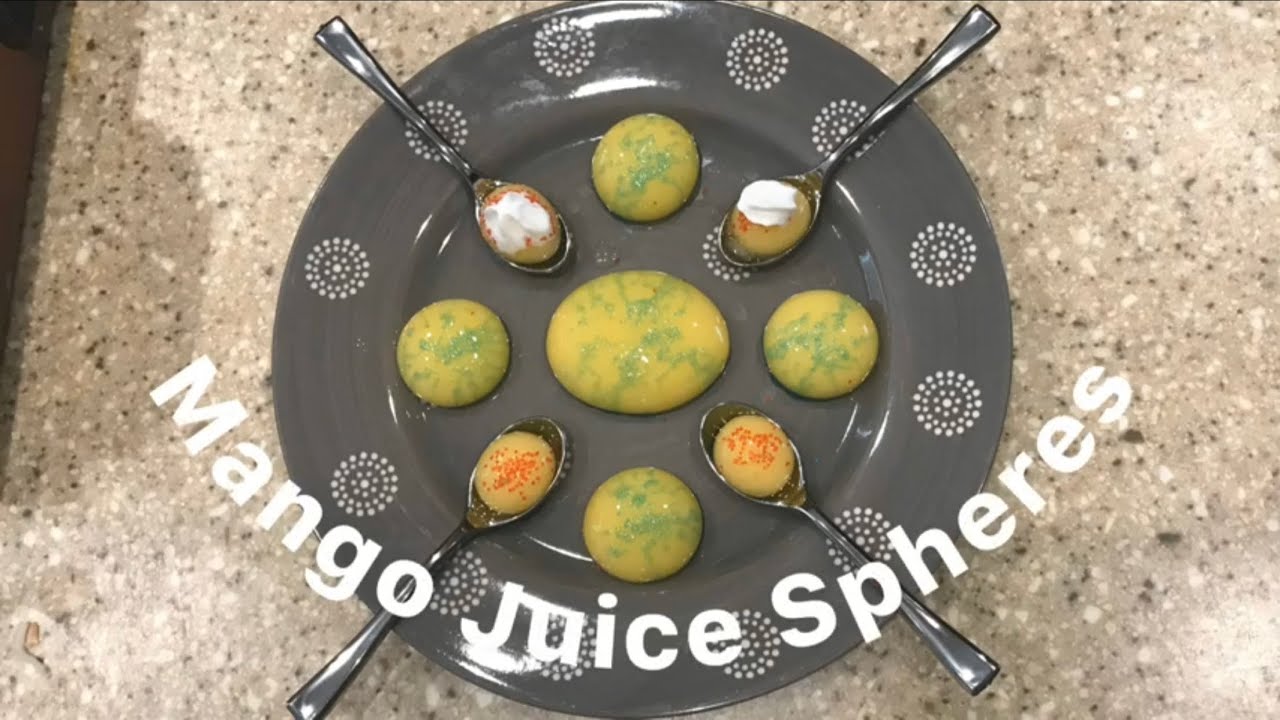 Reverse Spherification - Molecular Gastronomy - Mango Spheres - YouTube