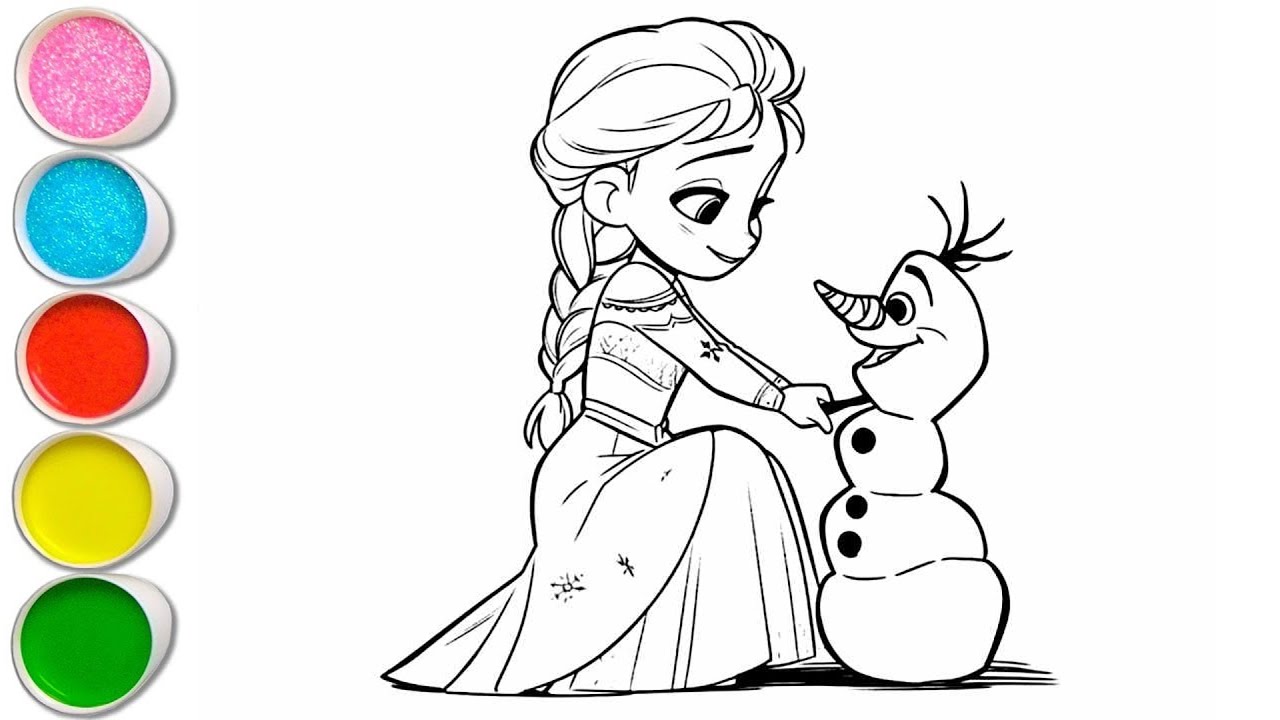 Cute Elsa Frozen Drawing for kids, Painting & Coloring for kids ...