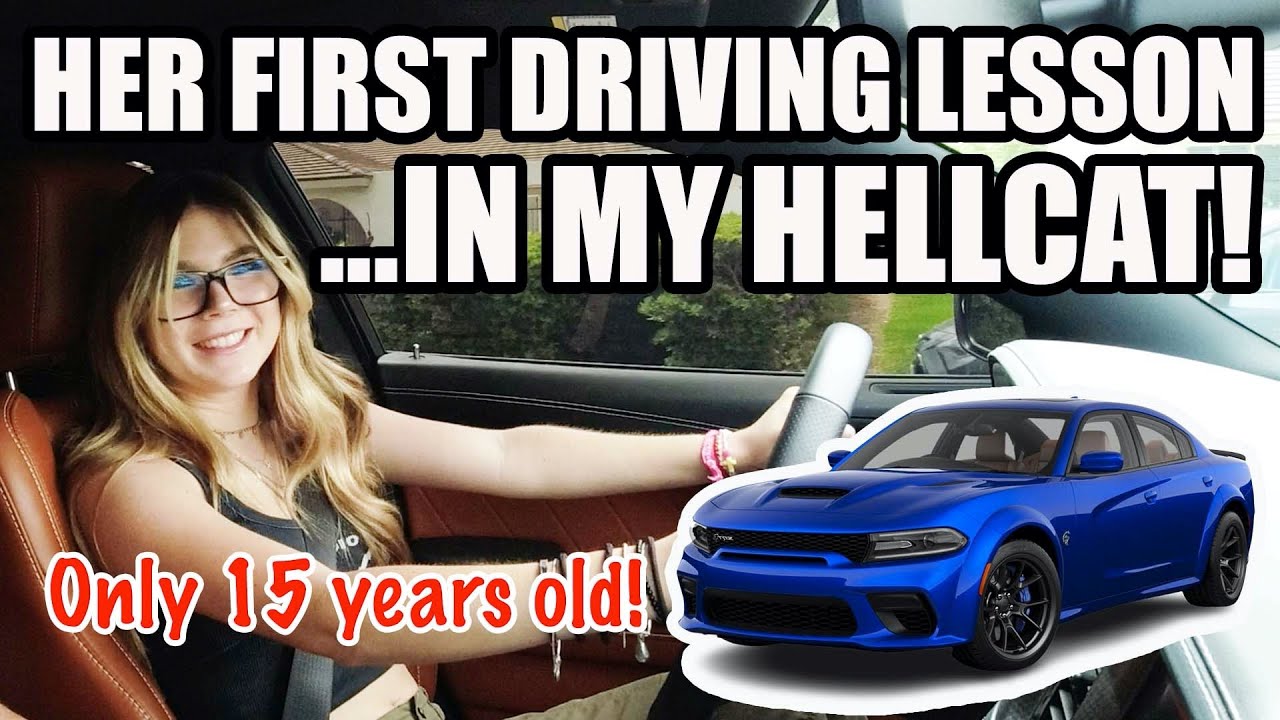 TEACHING HER TO DRIVE IN A HELLCAT AT 15 YEARS OLD - YouTube