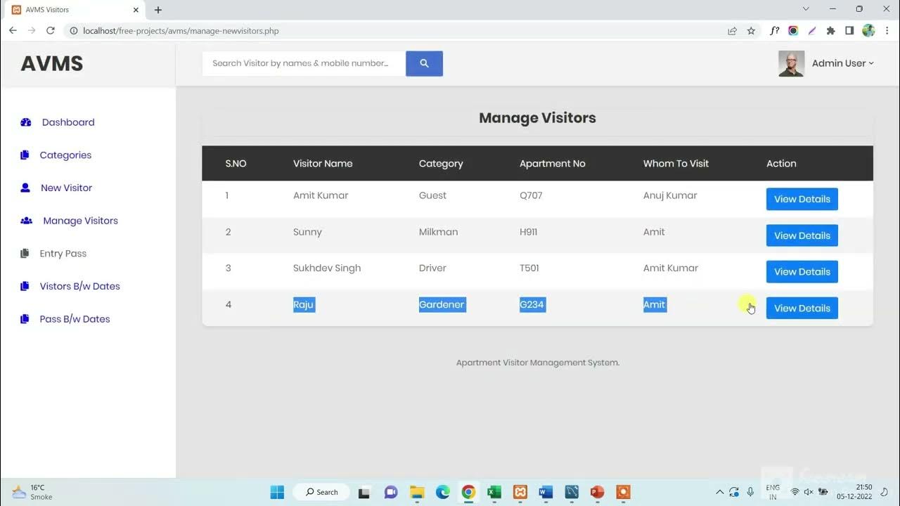 Apartment Visitors Management System using PHP and MySQL V2 | PHPGurukul - YouTube