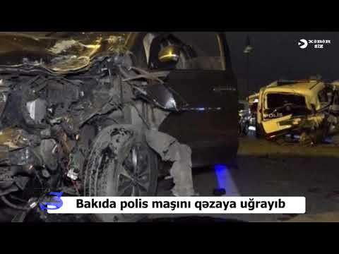 Bakıda polis maşını qəzaya uğrayıb