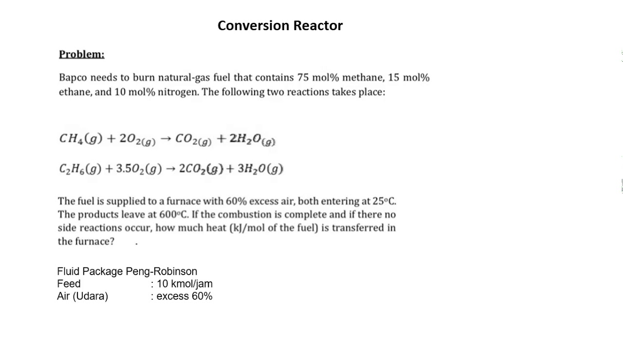 HYSYS Tutorial : Reactor (Part 2) - YouTube