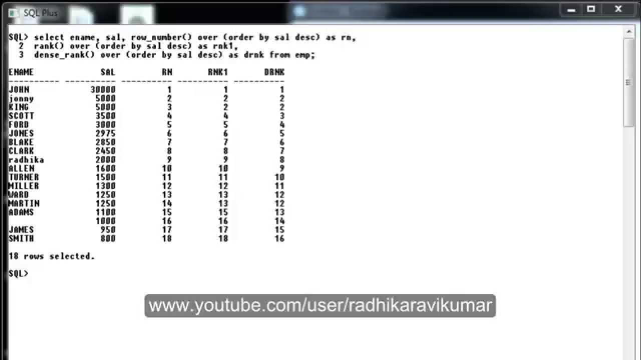 SQL: Rank & Dense_rank functions - YouTube
