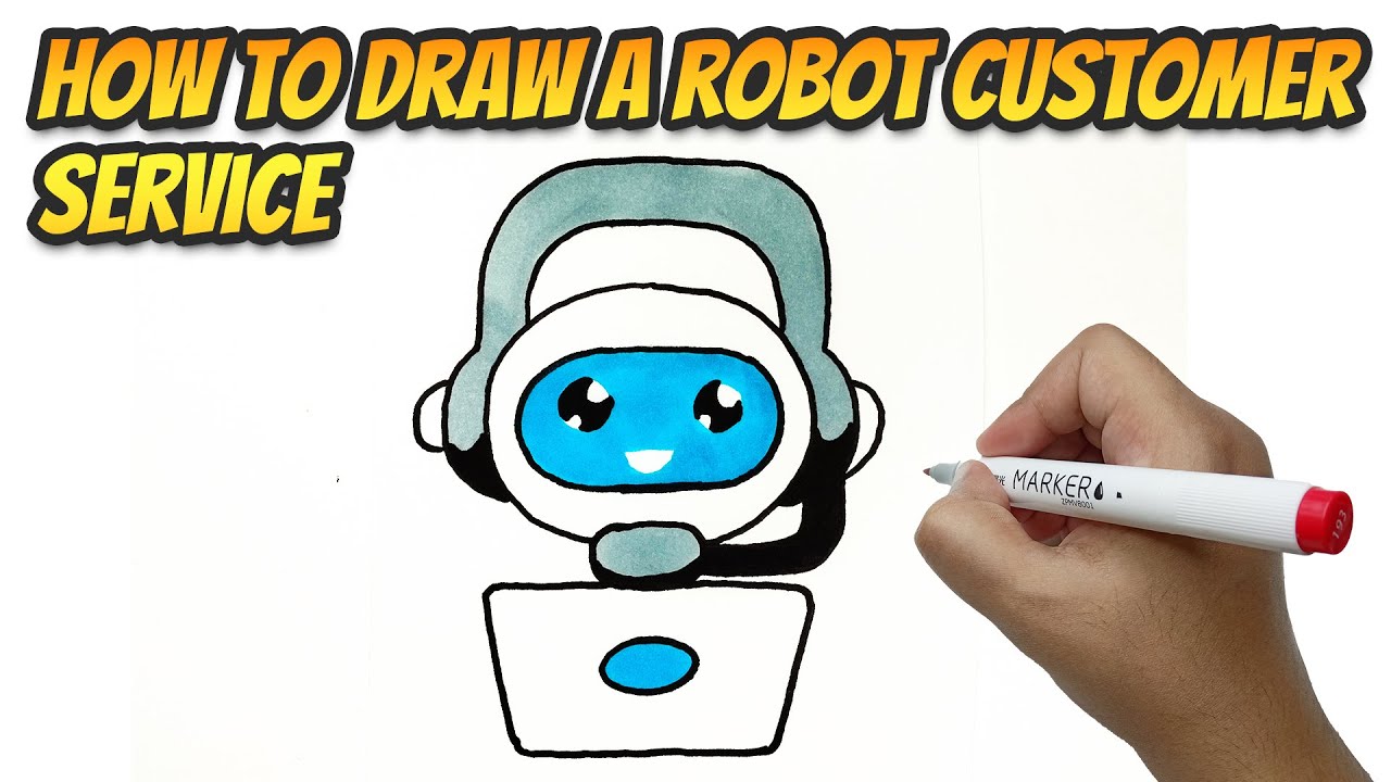 How to Draw & Color a Customer Service Robot | Step by Step How to ...