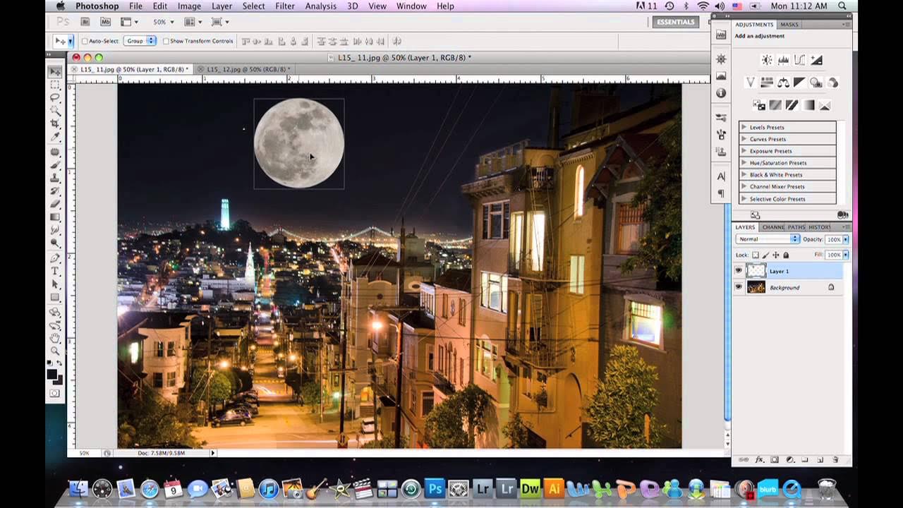 Lesson16.2 - How to add the Moon to your picture with Photoshop - YouTube