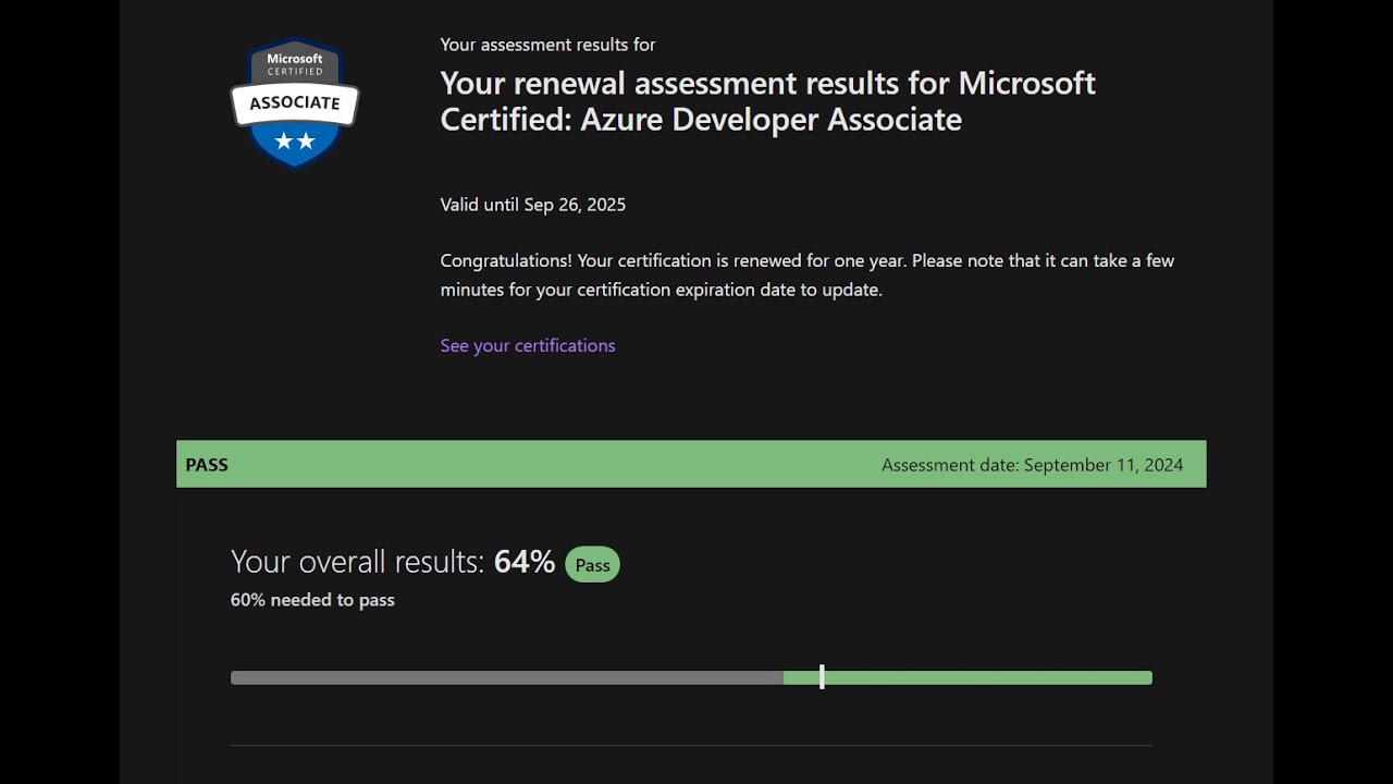 Azure Developer Associate | Renewal assessment | 2024 September ...