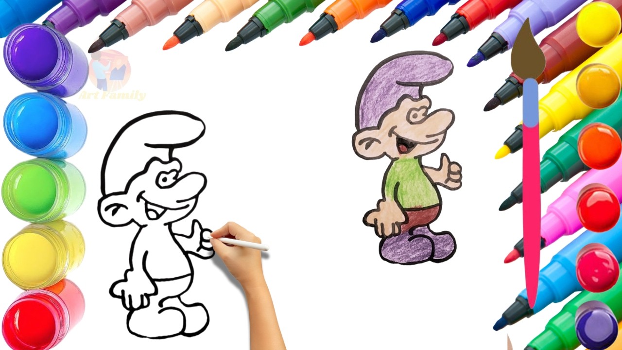 How To Draw cute Clumsy smurf Drawing, Painting & Coloring For Kids and ...