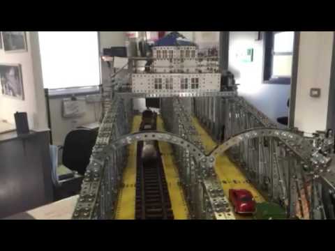 working meccano replica scale model swing bridge - YouTube