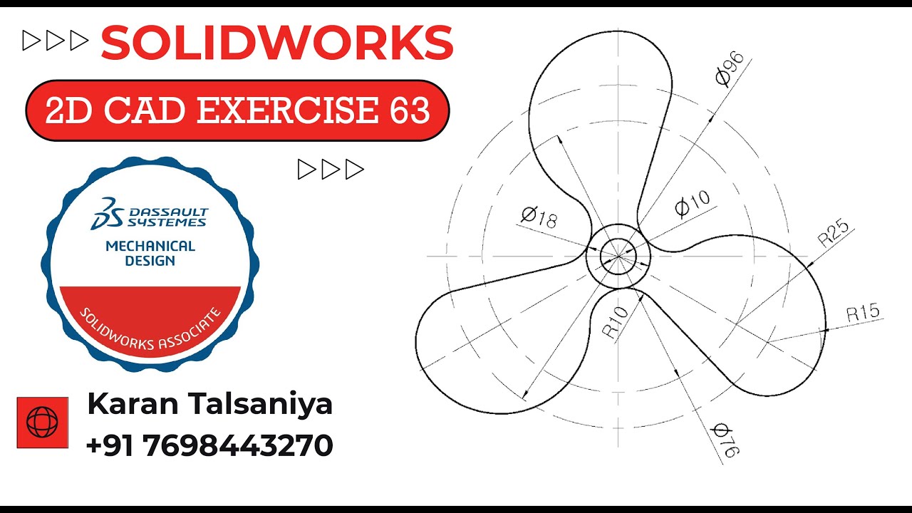 2D CAD EXERCISES 63 IN SOLIDWORKS - YouTube