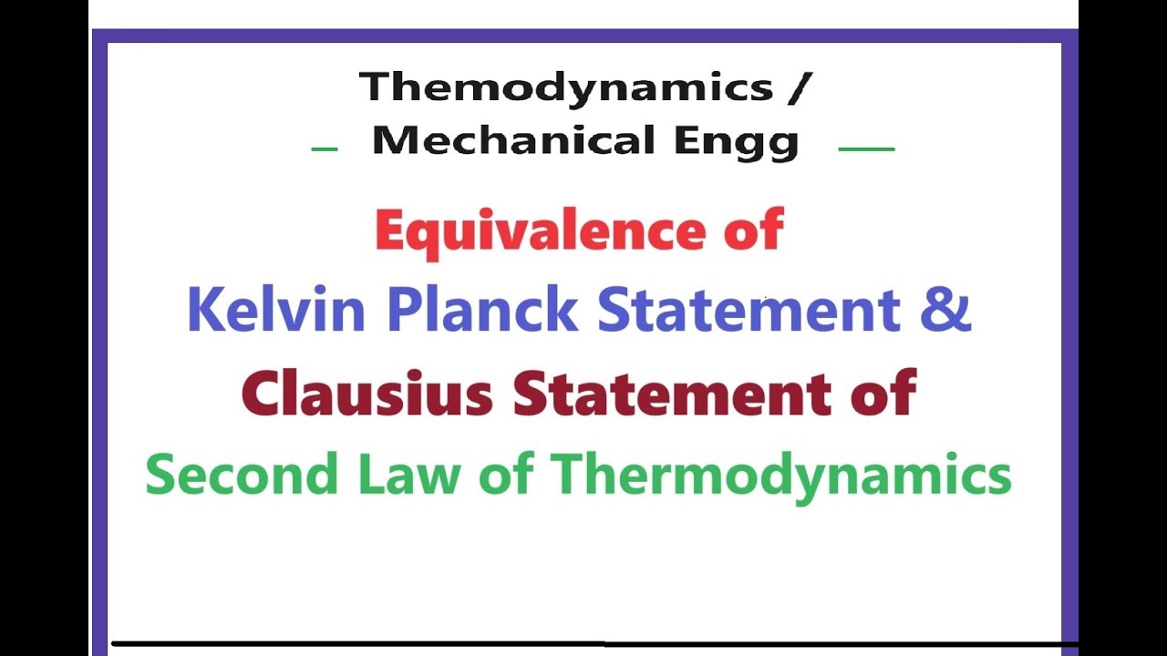 Equivalence of Kelvin Planck Statement & Clausius Statement of Second ...