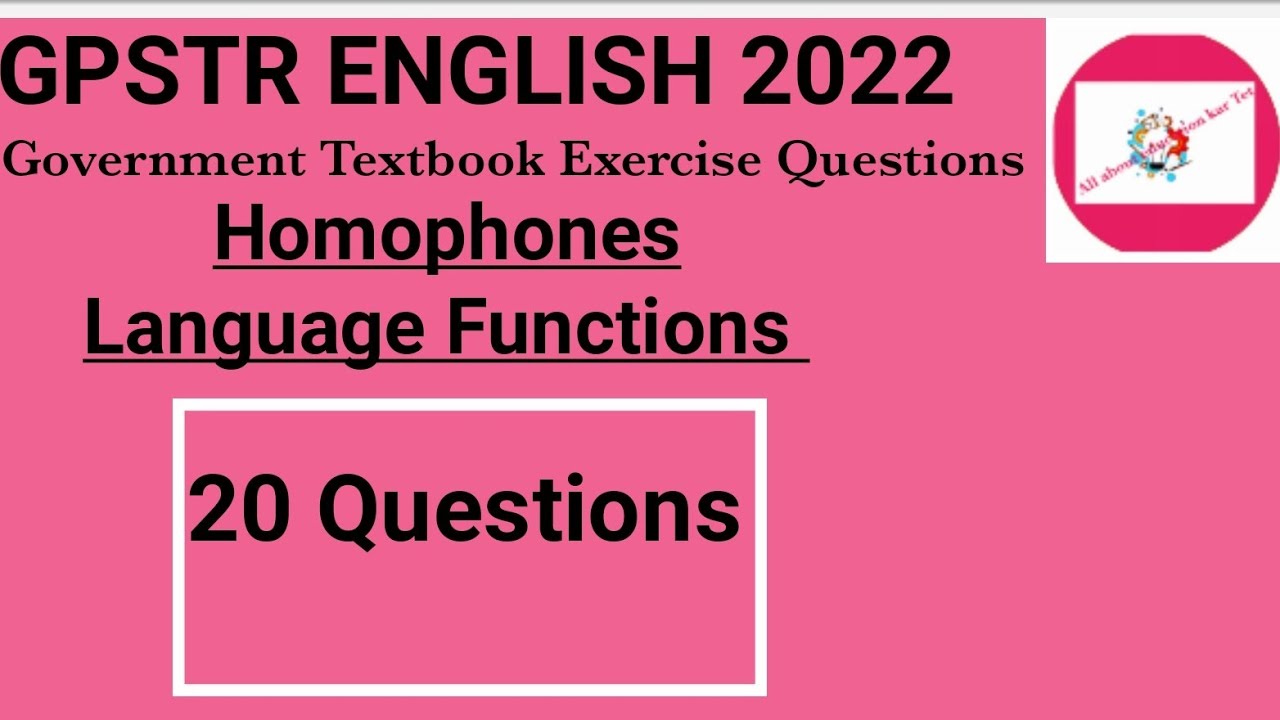 Gpstr English|Gpstr Paper-1 Paper-2|Gpstr Homophones|Language Functions - YouTube