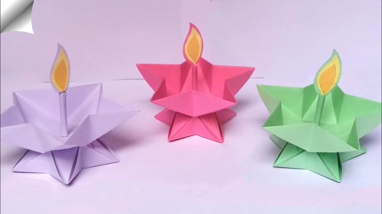 Diya Making With Paper || Diwali Decoration ideas || Origami Diya ...