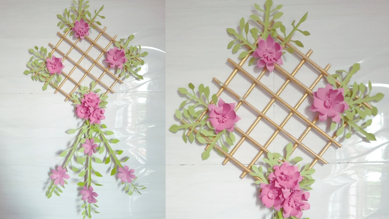 wall hanging craft ideas || Beautiful handmade paper wallmate🌸#1 - YouTube