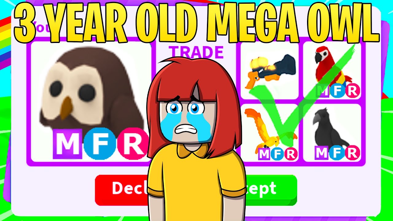 I traded 3 year old MEGA OWL (adopt me mega parrot) - YouTube