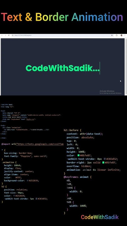 Creating A Border Text Animation Using Html And Css Shrotsvideo Codewithsadik Animation Css 