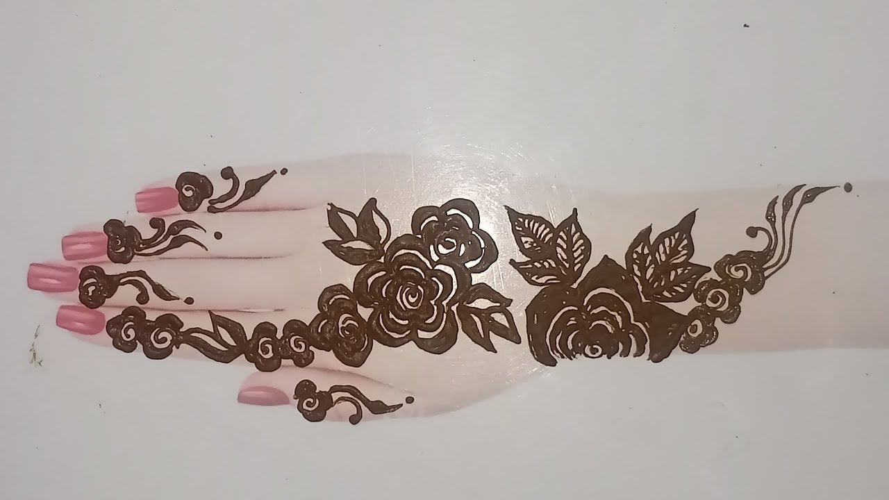latest beautiful flowers Henna design for back hand / beautiful flower ...