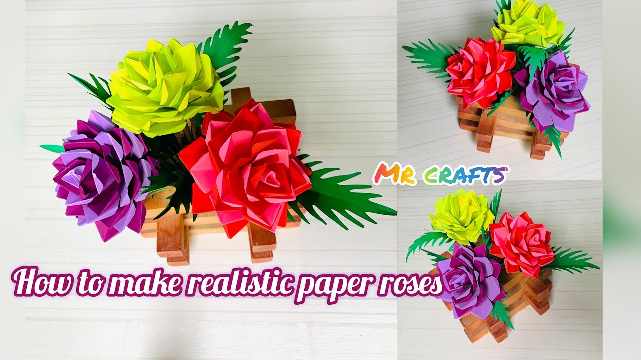 How to make realistic origami roses | hand made roses | paper crafts ...