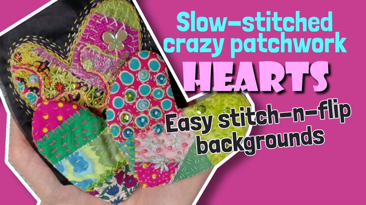 Arty Farty Hearties Swap || Crazy patchwork - YouTube