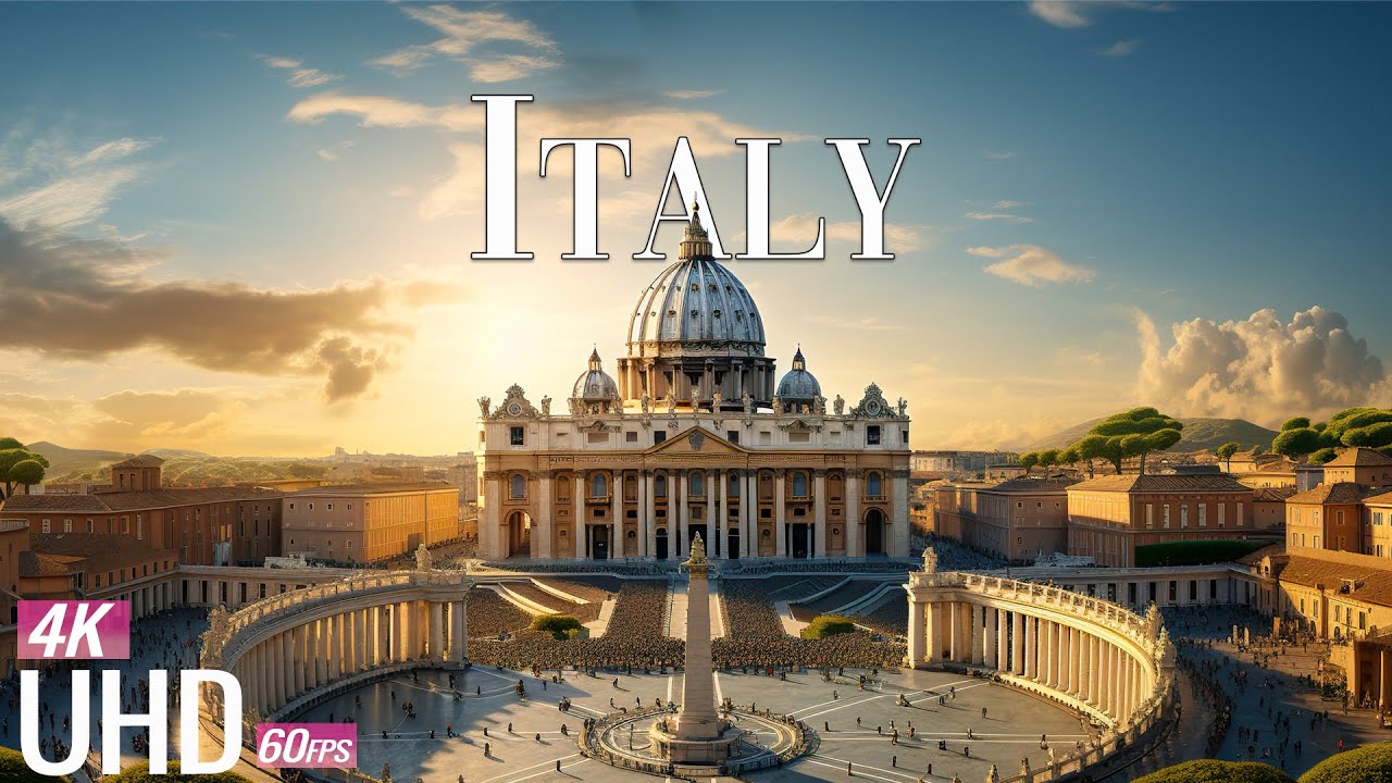 FLYING OVER ITALY (4K UHD) I Relaxing Music Along With Beautiful Nature ...