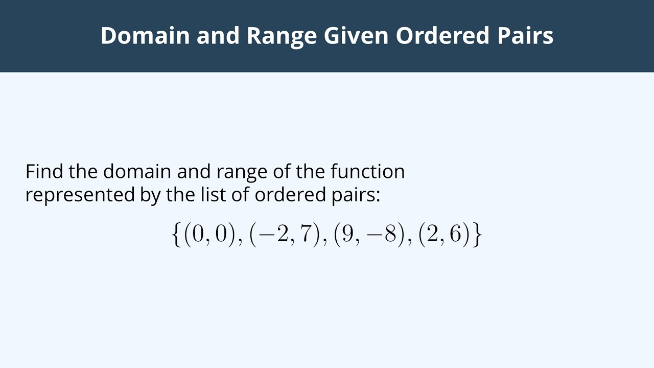 Domain and Range Given Ordered Pairs - 4 - YouTube