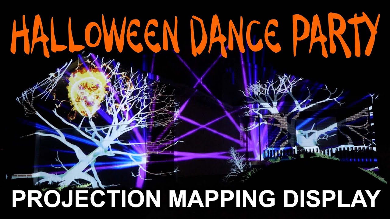 Halloween Dance Party House Projection Mapping Live Display - YouTube