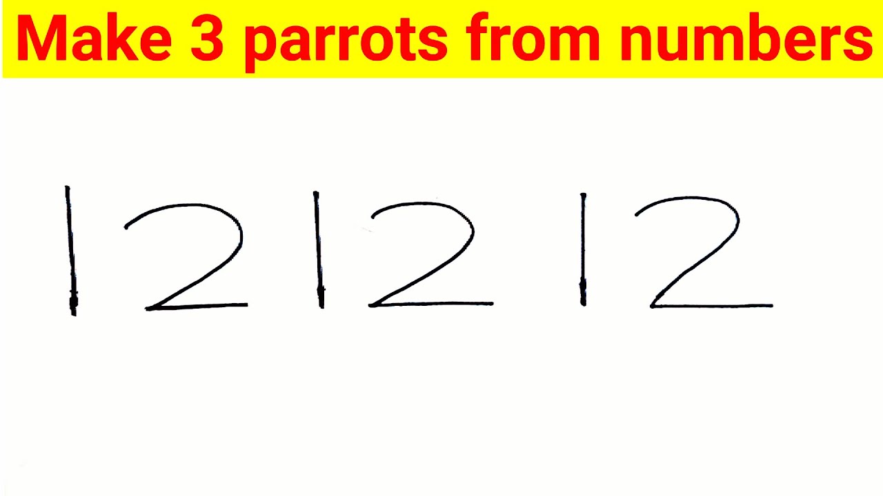 How to make easy parrots | Make parrots with numbers | Easy Drawing of ...