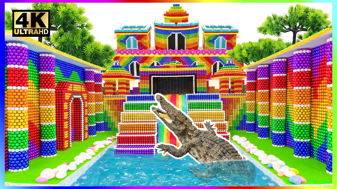 Build Amazing Castle Has FishPond & Rainbow Bridge From Magnetic Balls ...