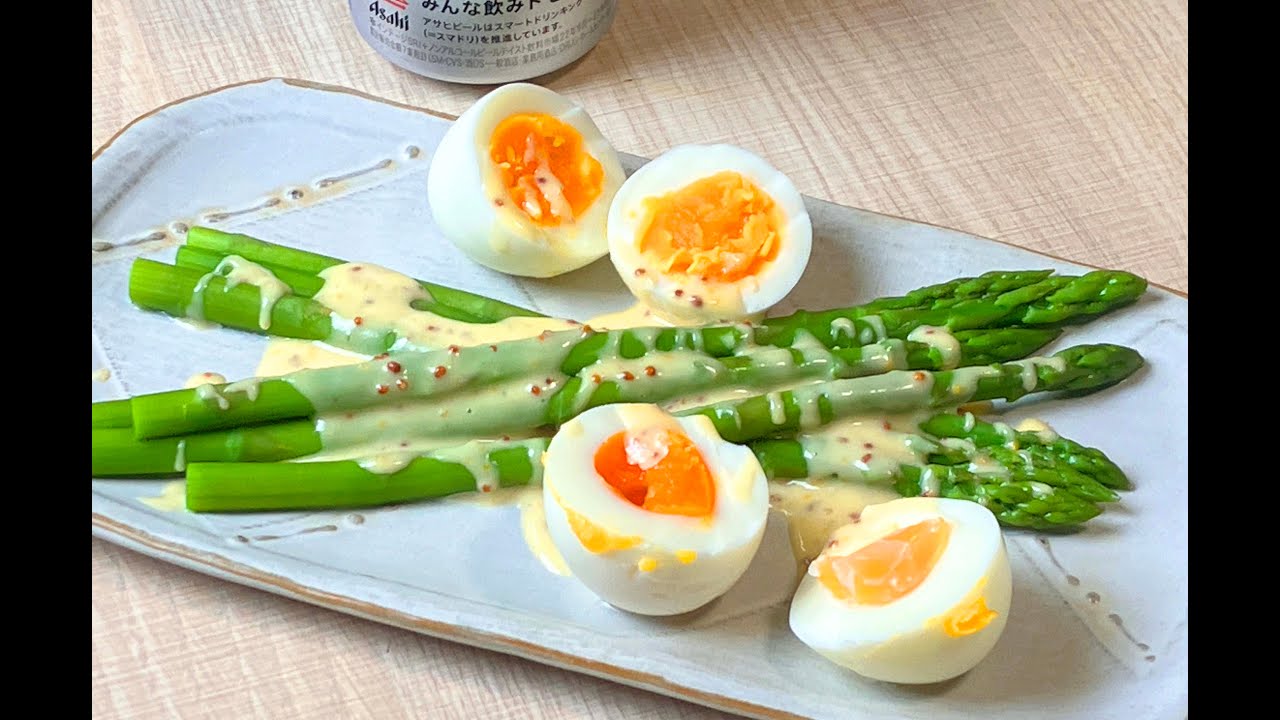 あっさり味噌マヨで春のやわらかアスパラDelicious spring asparagus with Japanese-style miso ...