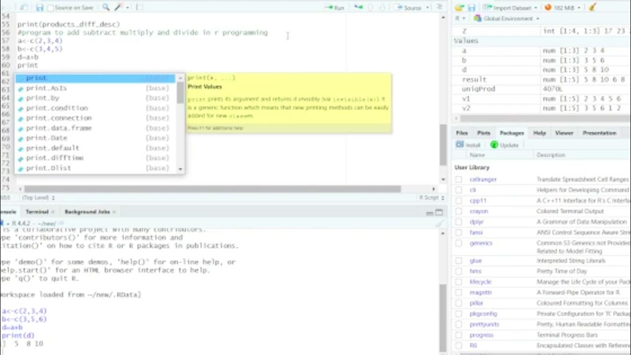 Add Subtract Multiply and Division In R programming - YouTube