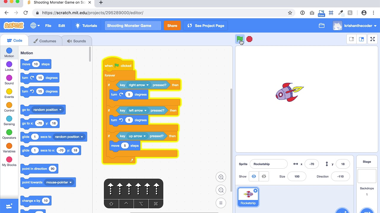 Scratch rocket movement - YouTube