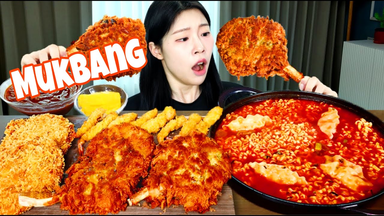 SULGI ASMR 2.0ASMR MUKBANG| Giant Tomahawk Steak Cutlet! Fire spicy ...