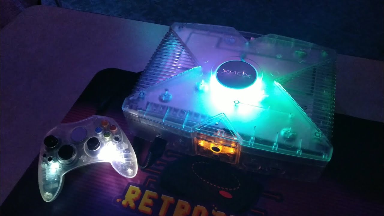 XBOX ORIGINAL (Crystal Verizon) RGB Led Mod - YouTube