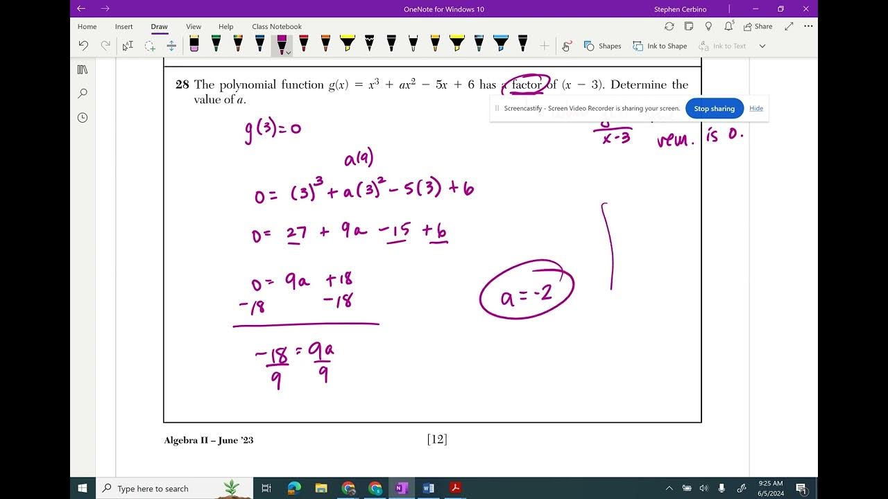 June 2023 Algebra II Regents exam Parts II, II and IV - YouTube