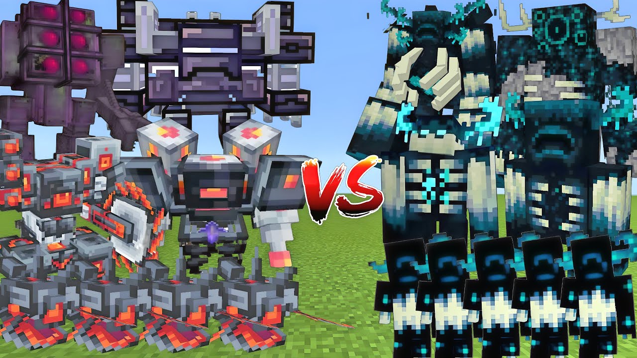 ROBOTS ALLIANCE Vs WARDEN ALLIANCE MOB BATTLE IN MINECRAFT - YouTube