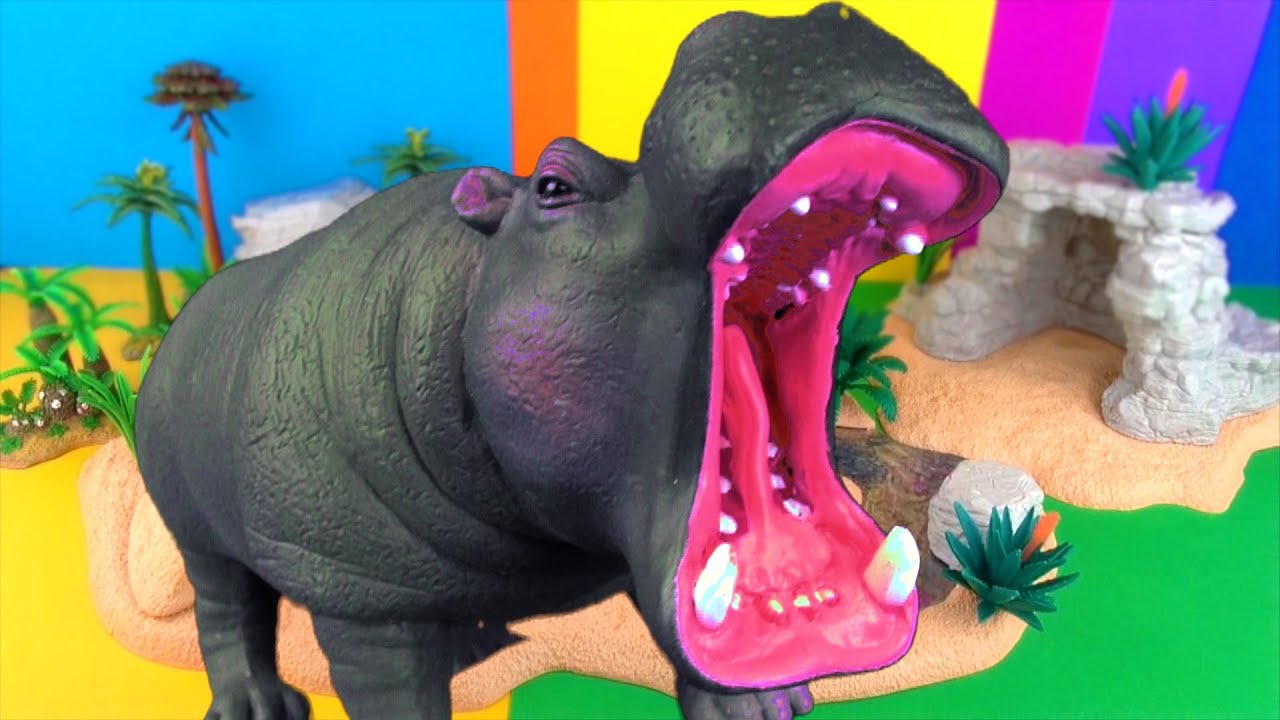 Happy Cute ZOO Animals WILDLIFE Watering Hole HOOFED FEET Toy Review ...