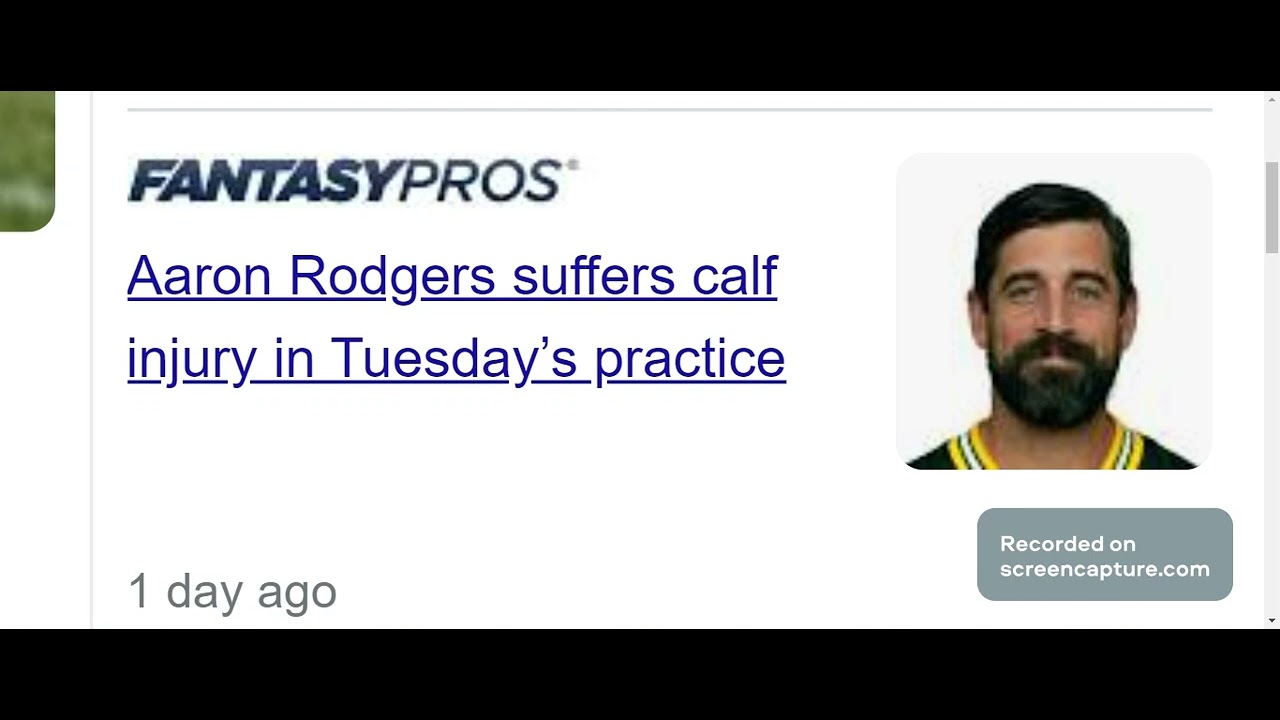 Aaron Rodgers Calf Injury - YouTube